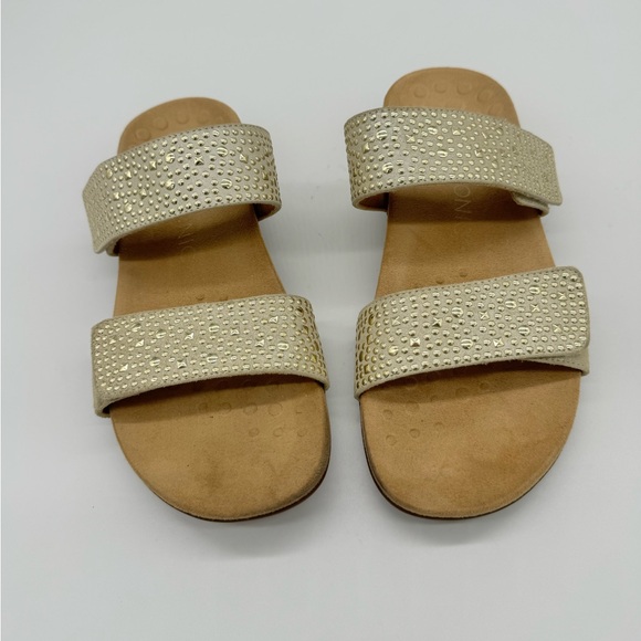 Vionic | Shoes | Vionic Gold Studded Samoa Strappy Velcro Sandals Sz 8 ...